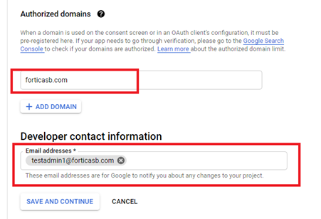 Configure OAuth Consent Screen | FortiCASB 23.2.a